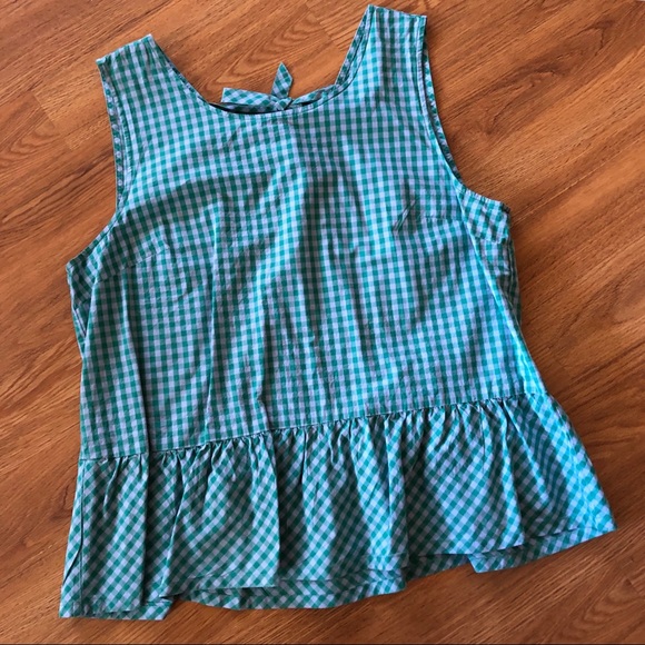 J. Crew Factory | Tops | J Crew Gingham Peplum Tie Bow Blouse Top Xl | Poshmark